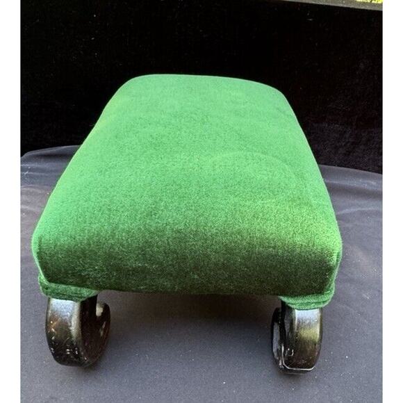 Antique | Other | Lovely Antique Kelly Green Covered Footstool ...